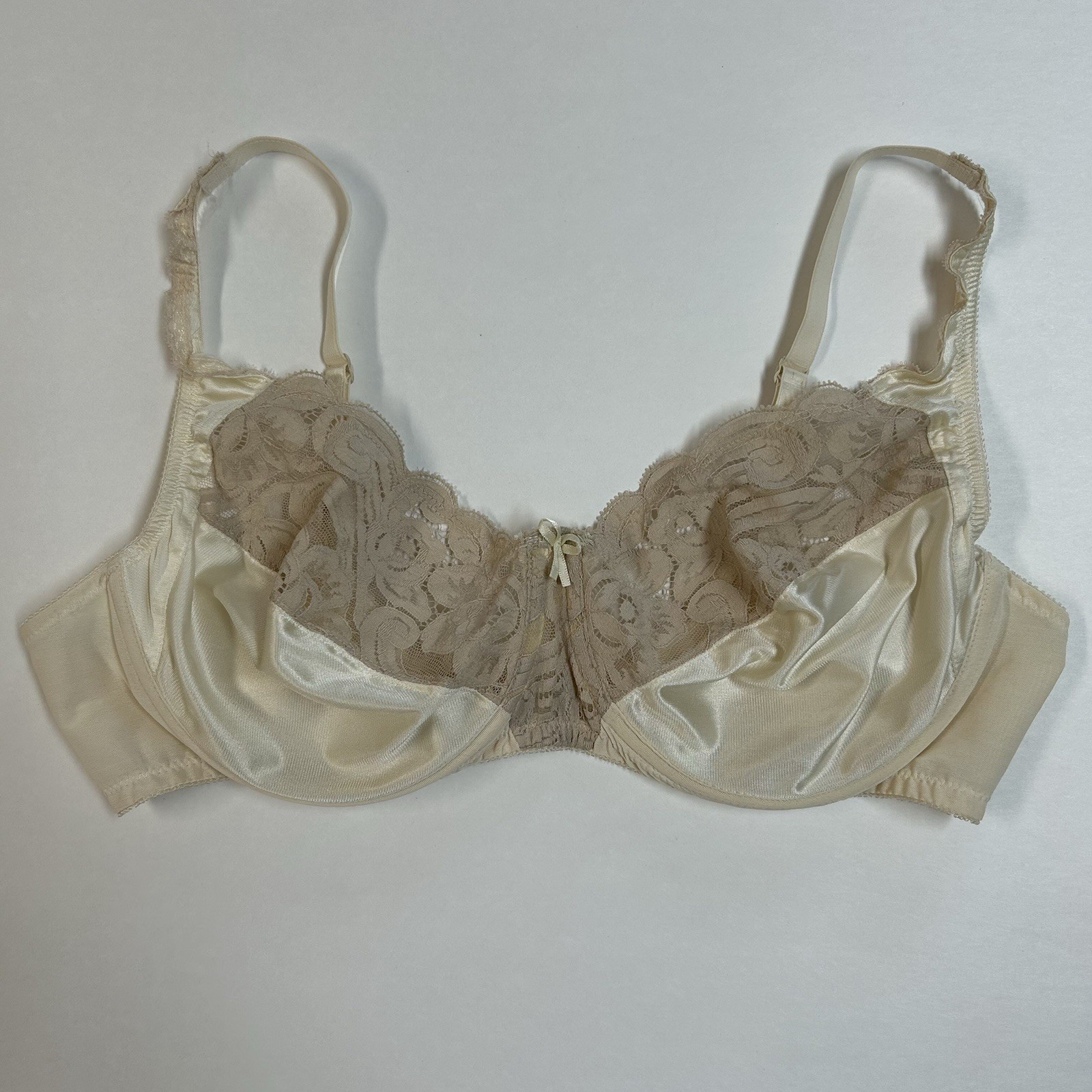 Vintage Vanity Fair 42B Cream Satin Lace Bra Unlined … - Gem