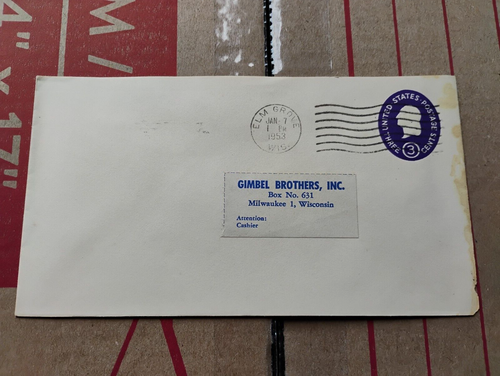 Rare Gimbel Brothers Inc Department Store 1953 Envelope W/ 3 Cent Pre ...