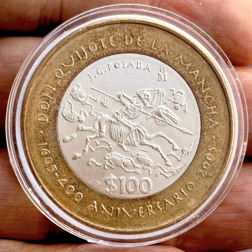 2005 Mexico Silver Coins $100 Pesos Bimetallic Don Quijote Currency ...