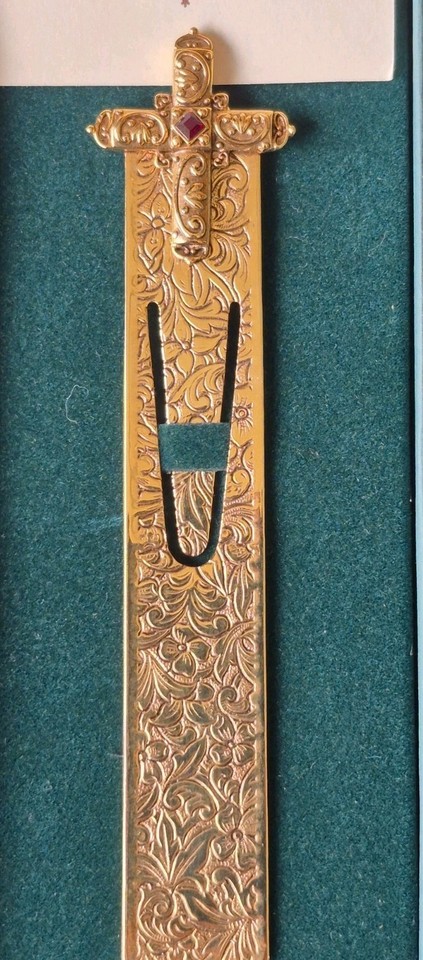 Vatican Library Collection Bookmark Gold Color Ruby Color Stone Cross ...