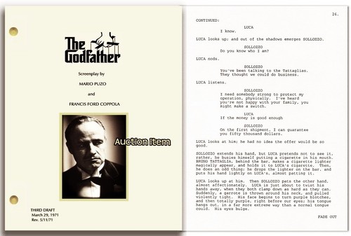 THE GODFATHER : MOVIE SCRIPT FROM CLASSIC 1972 MOBSTER FILM | eBay