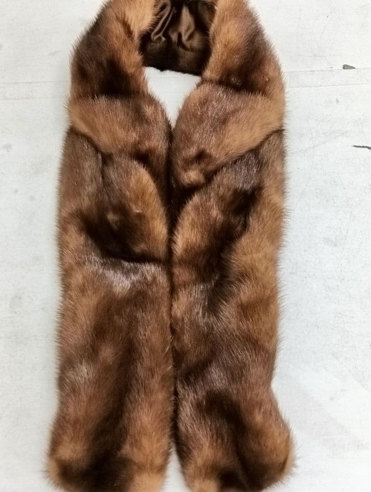MOONBAT Demi Buff Mink Roll Stole Brown 118cm x 12cm Formal Accessory ...