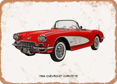 Classic Car Art - 1958 Chevrolet Corvette Oil Painting - Rusty Look ...