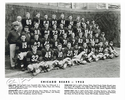 1953 CHICAGO BEARS 8X10 TEAM PHOTO BILL GEORGE ED SPRINKLE GEORGE HALAS ...