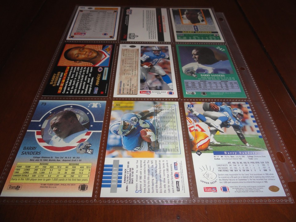 Barry Sanders Detroit Lions HOF NFL RB Legend Combo Cards (Qty of 9 ...