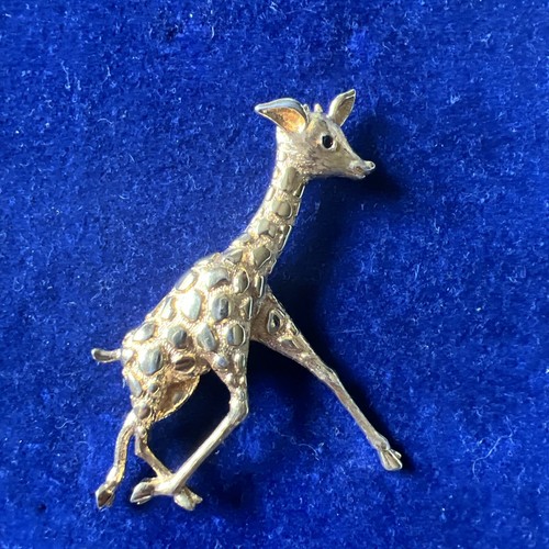 Vintage Monet Gold Toned Textured Baby Giraffe Rhinestone Eye Brooch ...