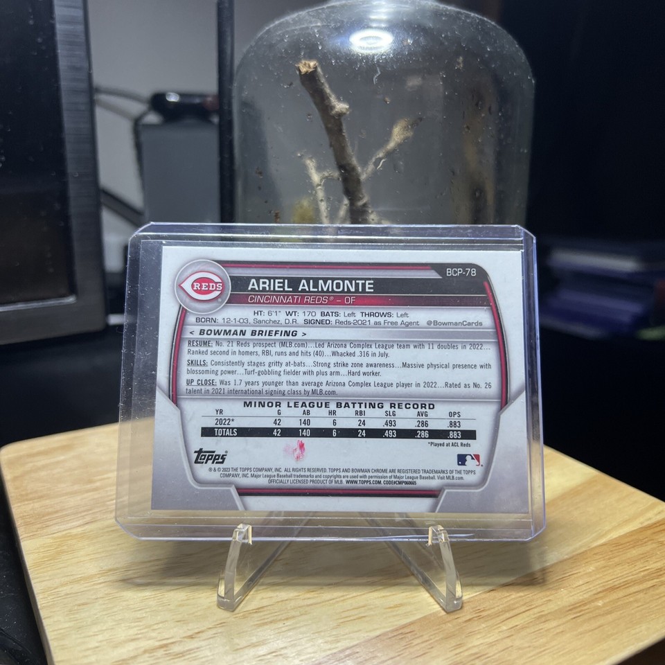 Cincinnati Reds #39 Prospect Ariel Almonte 2023 Bowman Chrome In Person ...