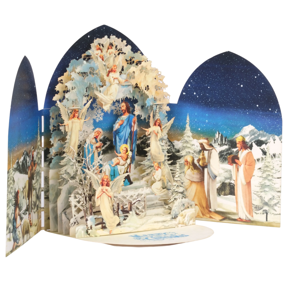 Merry Christmas Amazing 3D Pop-Up Greeting Card The Religious Christmas ...