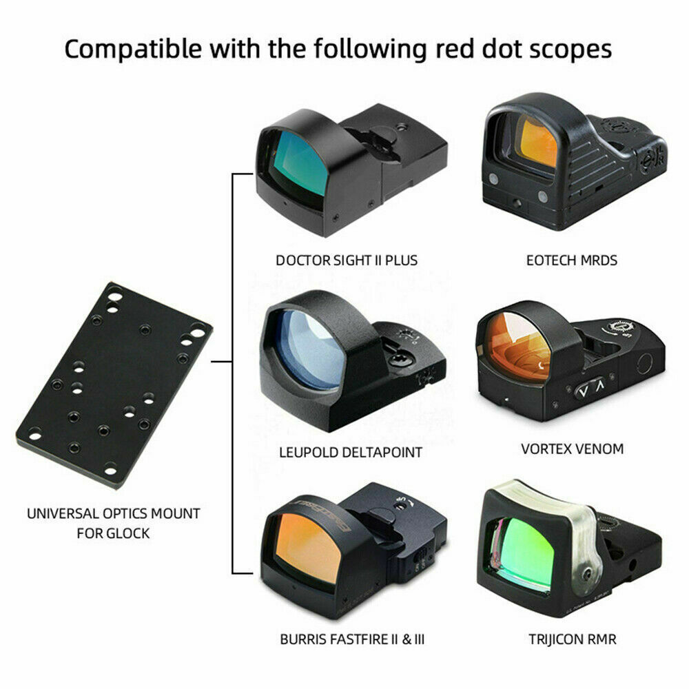 For Glock Universal Optic Mount Red Dot Sight Pistol Rear Sight Plate ...