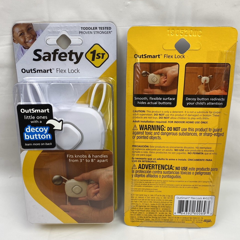 2X Brand New Safety 1st OutSmart Flex Lock with Decoy Button White ...