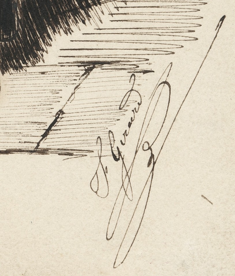 c. 19th Century Gentleman Ink Drawing by ALEXIS-FRANCOIS GIRARD, SIGNED ...