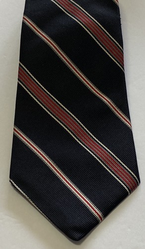 Horchow Collection Necktie 100% Silk Black Red Gray Striped | eBay