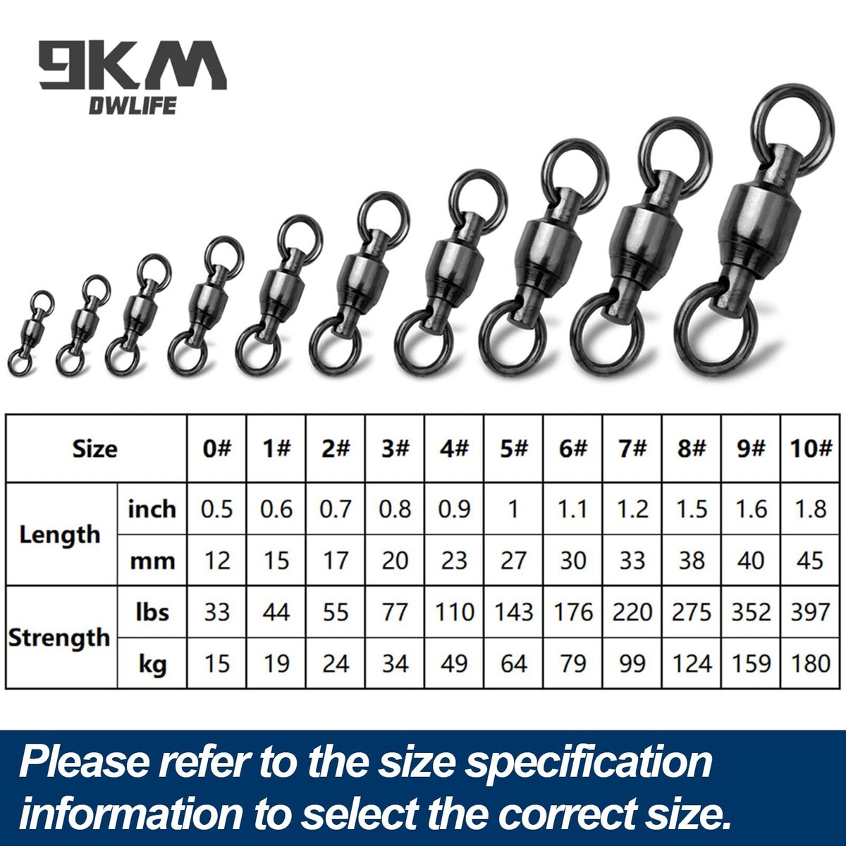 Snap Swivels 9KM DWLIFE Barrel Ball Bearing Swivels Connector Kite ...