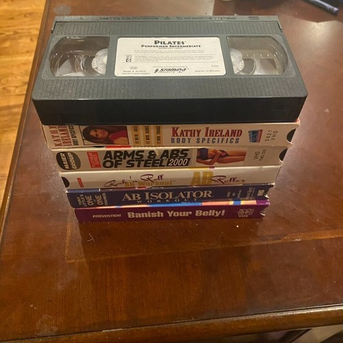 Vintage 1990s Exercise Workout VHS Tapes; LOT of 6; Pilate, Abs, & More ...