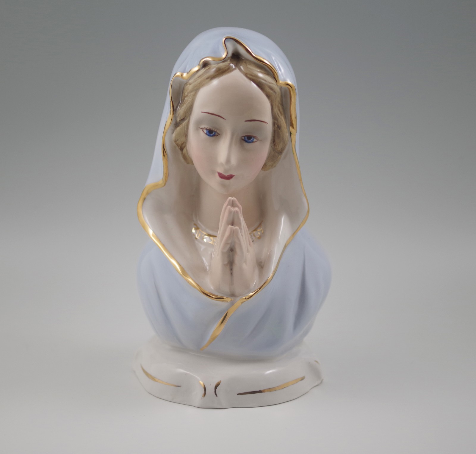1940's ITALY CERAMIC MADONNA VIRGIN MARY PRAYING BUST SCULPTURE-GLOSSY ...