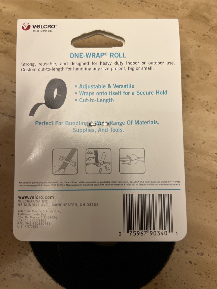 Velcro One-Wrap Strap 12 ft. L x 3/4 in. W Black 90340 New | eBay
