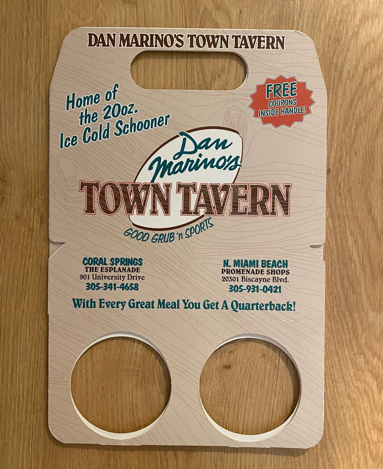Dan Marino Stadium Cup Holder Town Tavern Restaurant Ad Miami Dolphins ...