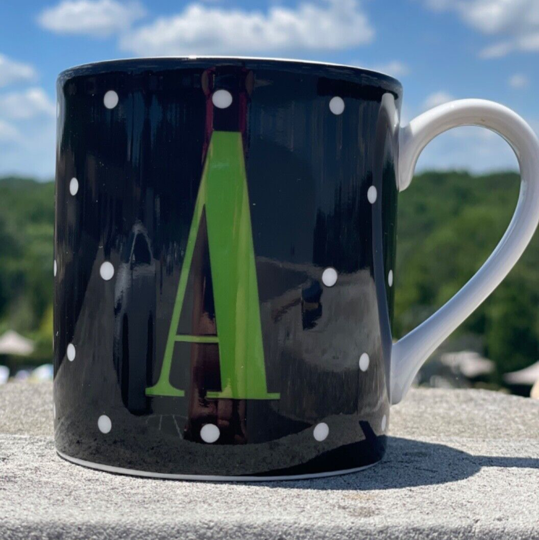 Lenox Kate Spade Coffee Mug To The Letter Monogram Initial “A” Black | eBay