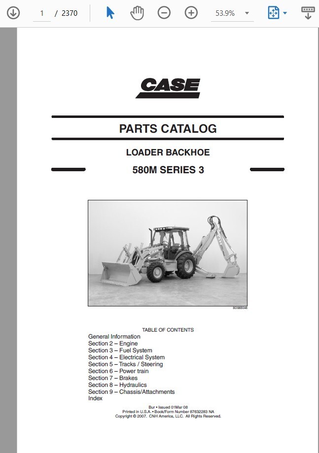 CASE 580M SERIES 3 LOADER BACKHOE MANUAL OWNER SERVICE ENGINE PARTS ...