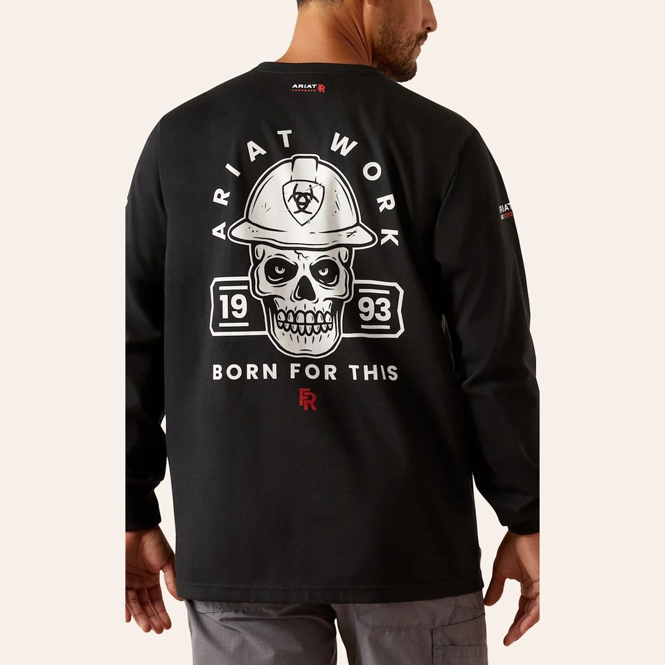 Ariat Men's Black Skull Born For This Logo FR T-Shirt, Size L | eBay