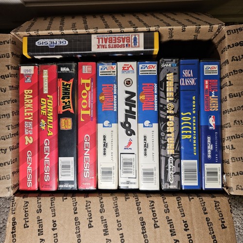Lot Of 11 SEGA Genesis Cases TWO GAMES Football Hockey Basketball NBA ...