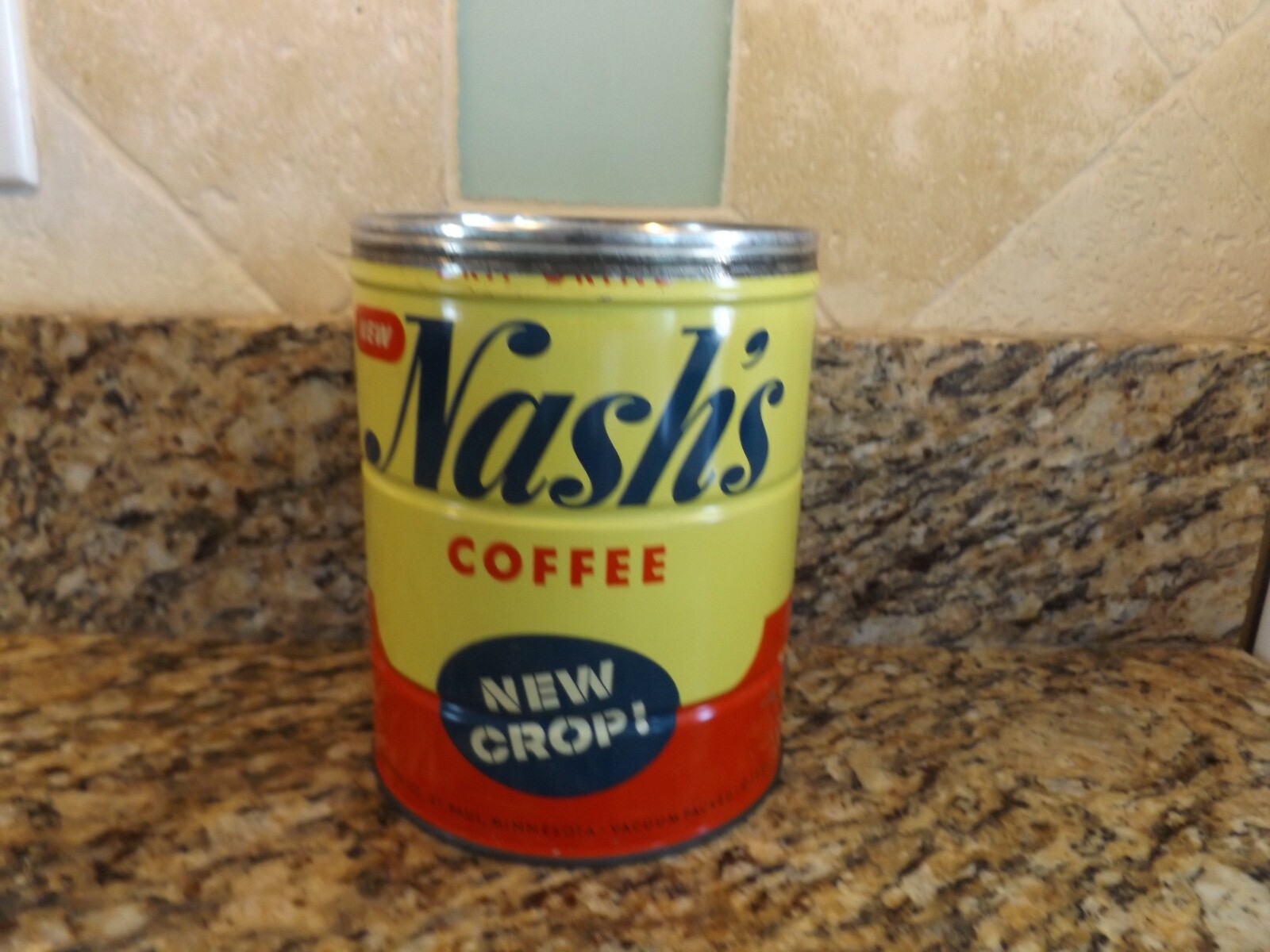 VINTAGE 2lb NASH'S COFFEE NEW CROP ! EMPTY CAN GREAT COLORS ADVERTISING ...