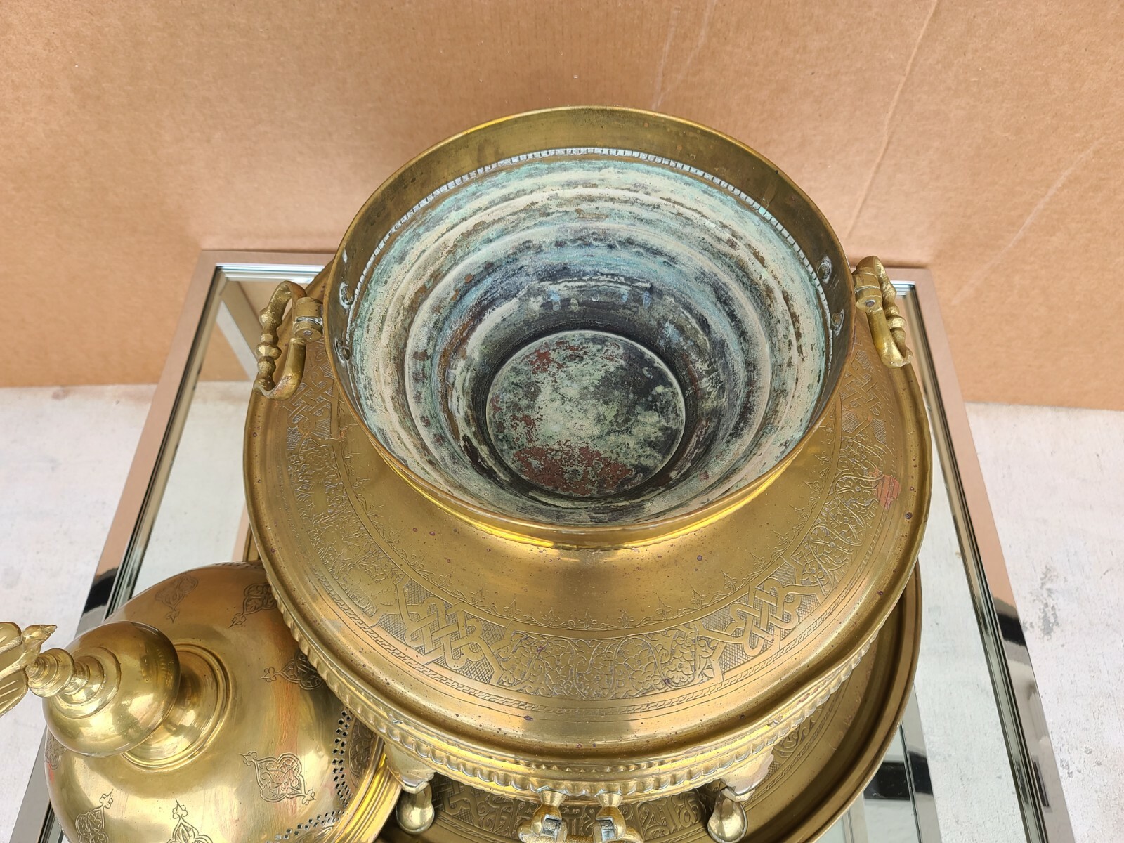 Large 30" Antique c 1900 Arabic Fire Pit Ceremonial Brazier with ...