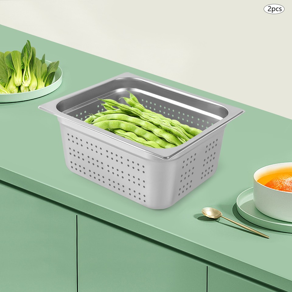 NEW!1/2-Size Perforated Stainless Steel Steam Table Food Pan 6" Deep ...