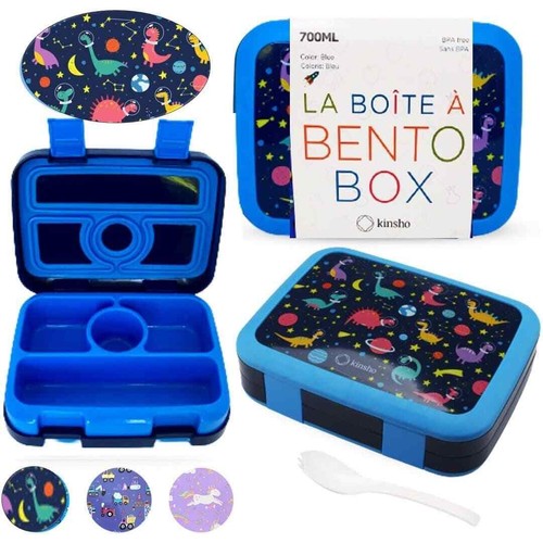 Bento Lunch Box for Kids Blue Rocket Dinosaur | eBay