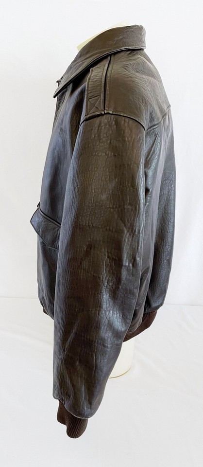 ORVIS Mens XXL Brown Lambskin Leather Bomber Jacket A2 G1 Flight Coat ...