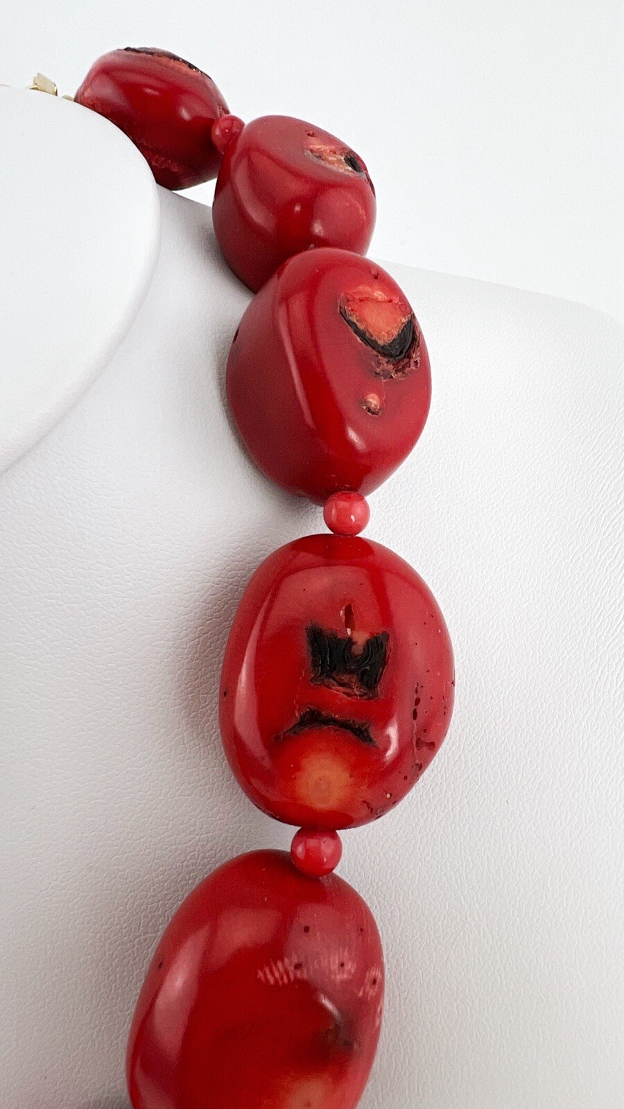 Vintage Kenneth Lane Dyed Red Isididae Lamouroux Bamboo Coral Necklace ...