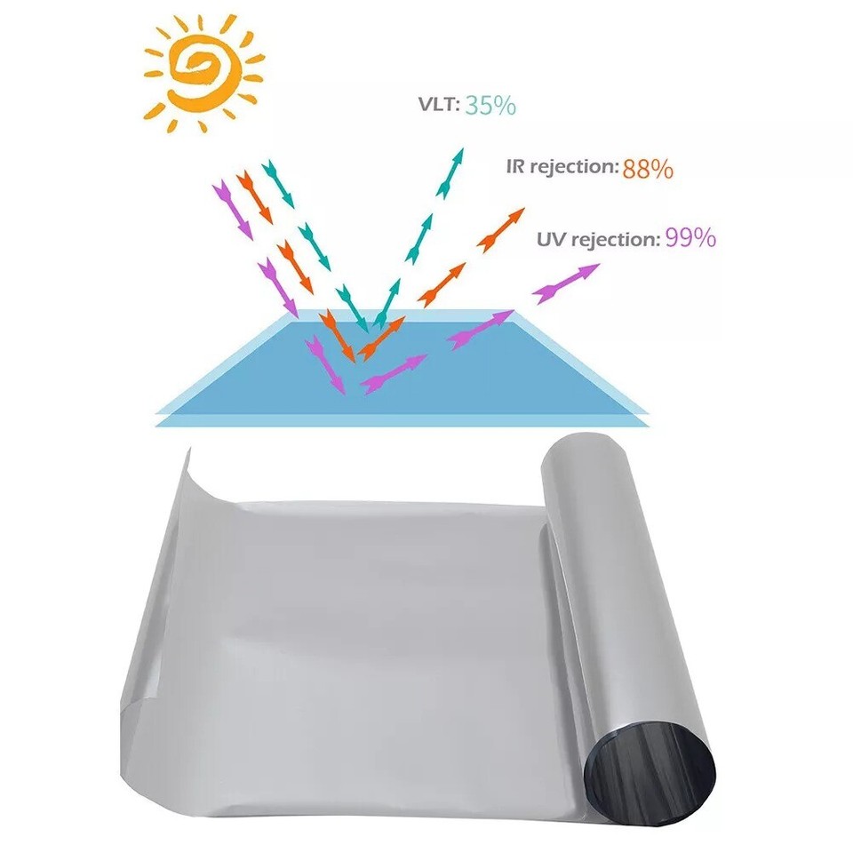 Reflective One Way Mirror Window Film Mirrored Privacy Glass Tint UV IR ...