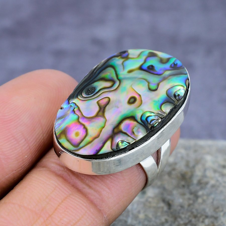 Abalone Shell Gemstone Handmade 925 Sterling Silver Women Jewelry Ring ...