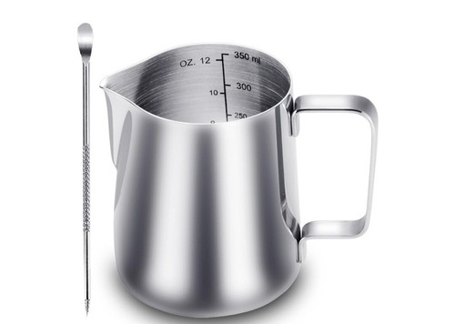 Milk Frothing Pitcher 100% Stainless Steel Latte Art Zo Wie King 12oz ...