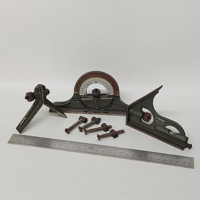 Vintage Genuine Mitutoyo Combination Square Set 180-907 Made In Japan ...