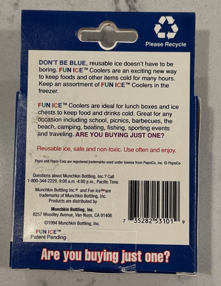 Vintage Munchkin Pepsi Lunch Box Cooler Reusable Ice Pack Collectible ...