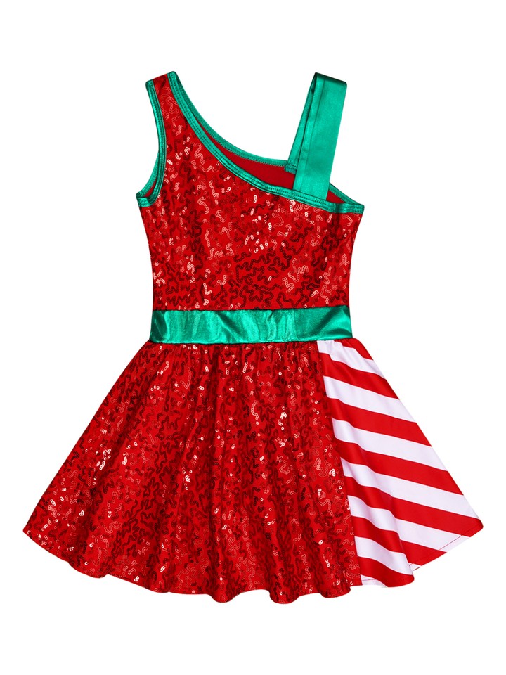 Girls Christmas Dance Costume Sequins Ballet Leotard Figure Ice Skating ...