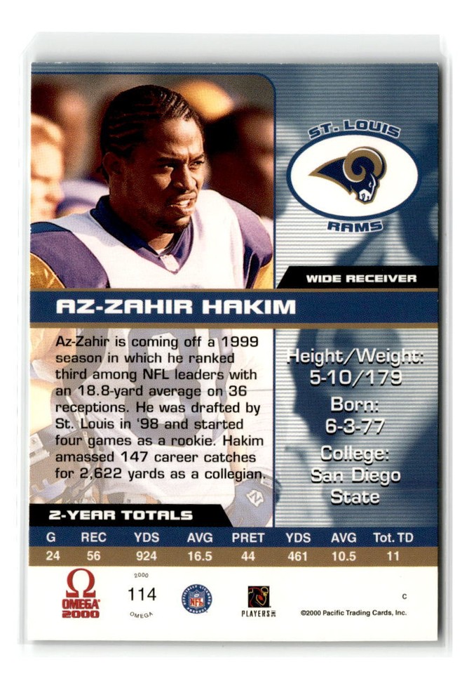 2000-Pacific Omega -#114-Az-Zahir Hakim -St. Louis Rams | eBay