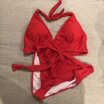 Women’s Two Piece Bikini Women’s Size 4XL Red High Waisted Halter Top ...