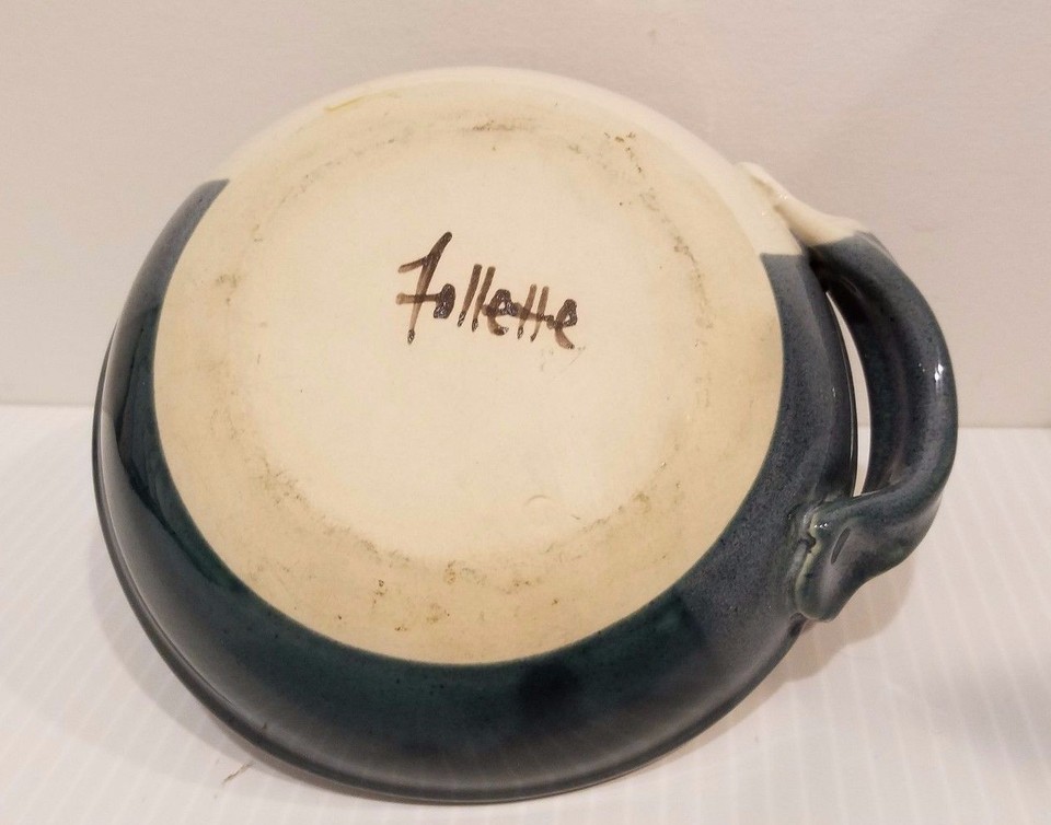 Kent Follette Art Pottery Blue and White Dish Bowl with Handle | eBay