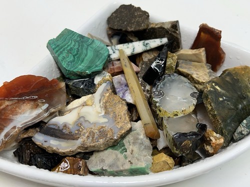 1lb Mixed lot of unfinished slabs, rough gemstone slabs for cabbing #1 ...