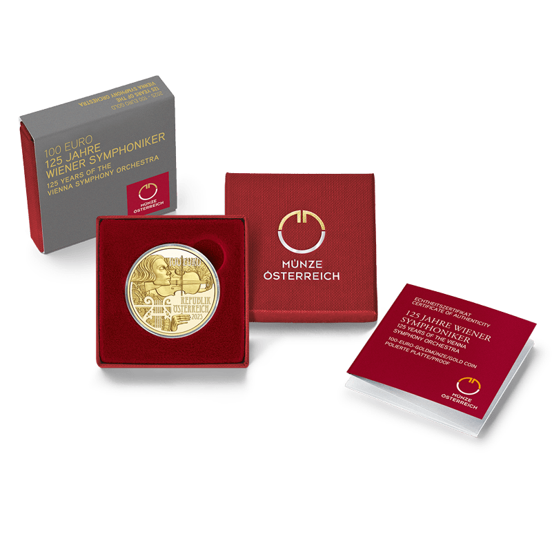 Österreich 100 Euro 2025 125 Jahre Wiener Symphoniker 1/2 Oz Gold PP ...
