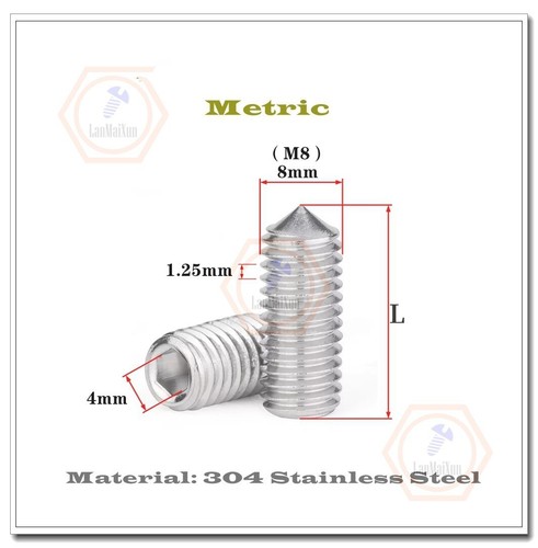 M8 M10 M12 M14 M16 304 Stainless steel Cone point Grub screws Bolts Hex ...