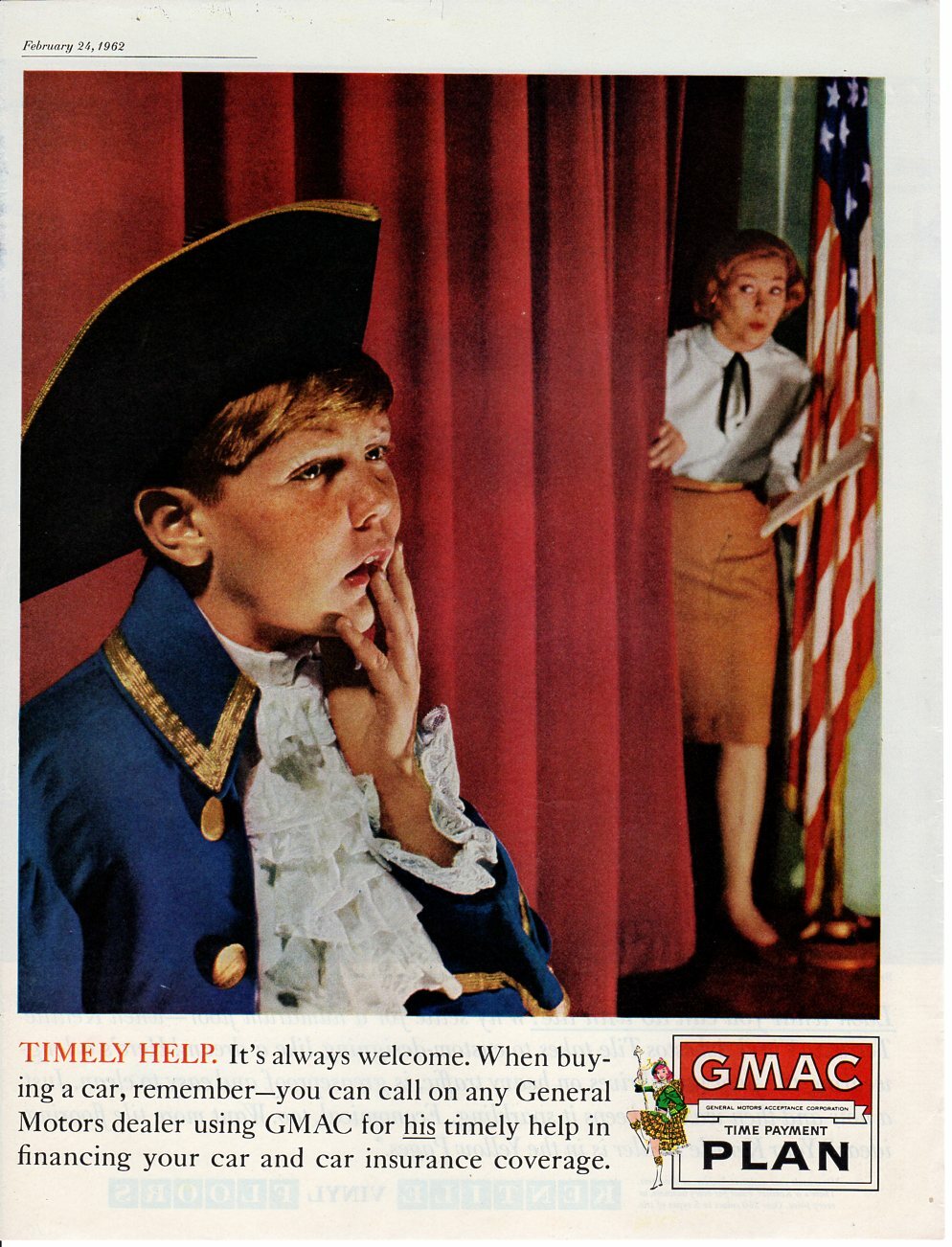 Vintage advertising print Car General Motors GMAC Pan 1962 Boy Play ...