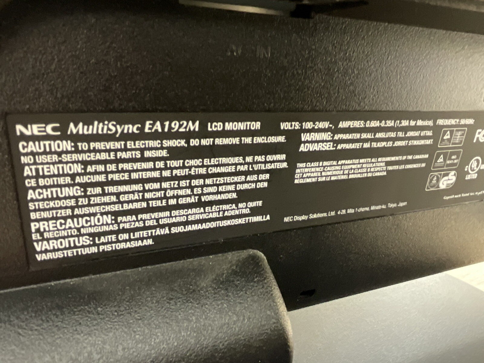 NEC MultiSync EA192M/ LED monitor - 19" - 1280 x 1024 /JUA259 | eBay