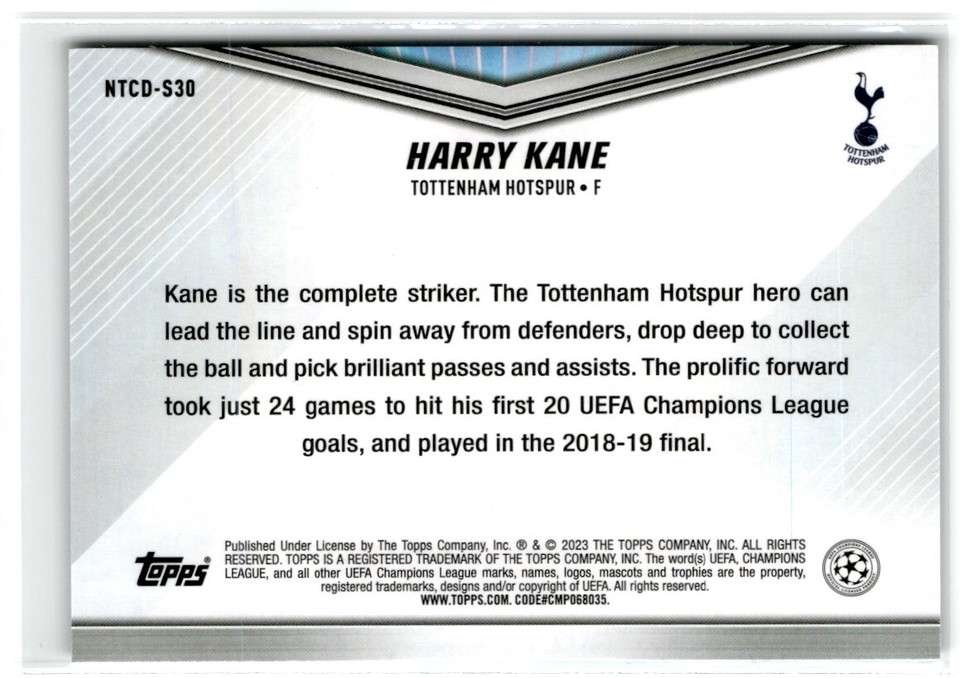 2023 Topps International Trading Card Day UEFA Harry Kane #NTCD-S30 ...