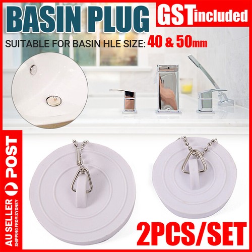2X Multi Fit Plug Bath Sink 50mm and 40 mm Basin Easy Squeeze Lift ...