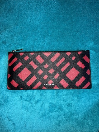Coach Red Black Long Zipper Wallet Clutch | eBay