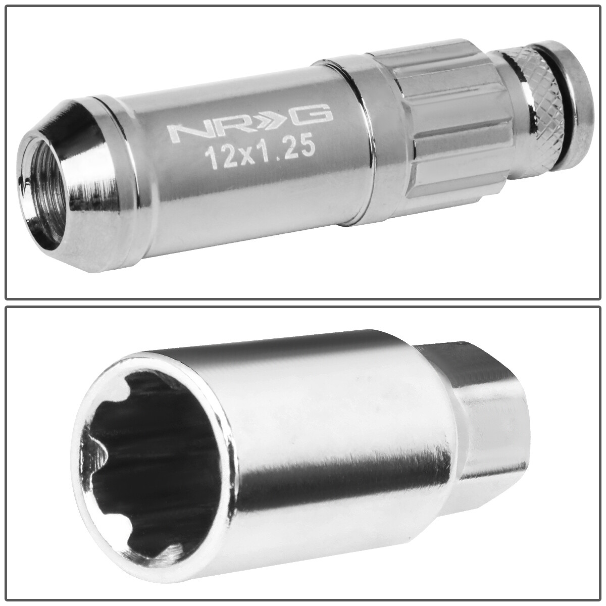 20X NRG SILVER M12X1.25 STEEL CLOSE END SPLINE DRIVE LUG NUTS W/DUST ...