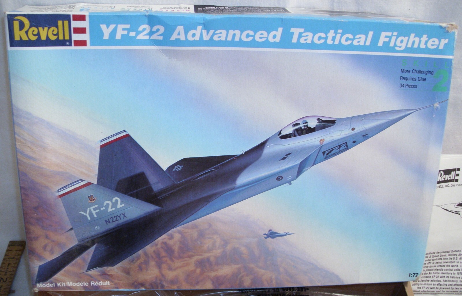 REVELL YF-22 ADVANCE TACTICAL FIGHTER JET AIRPLANE KIT 1/72TH 1993 4461 ...
